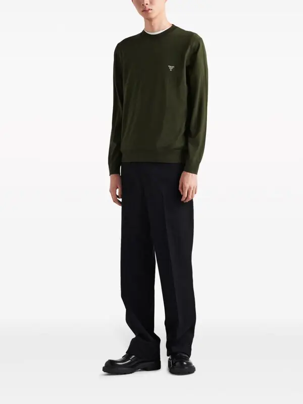 Prada Logo-embroidered Wool Jumper - Green