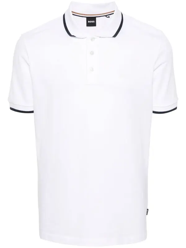 BOSS Logo-rubberised Cotton Polo Shirt - White