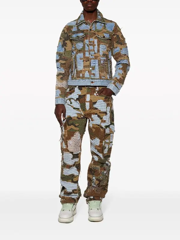 Amiri Camo Boro Denim Trucker Jacket