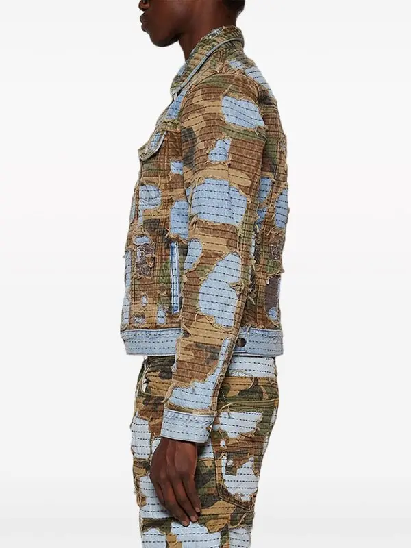 Amiri Camo Boro Denim Trucker Jacket