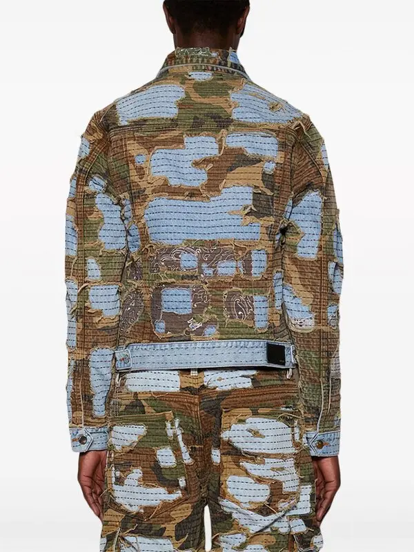 Amiri Camo Boro Denim Trucker Jacket