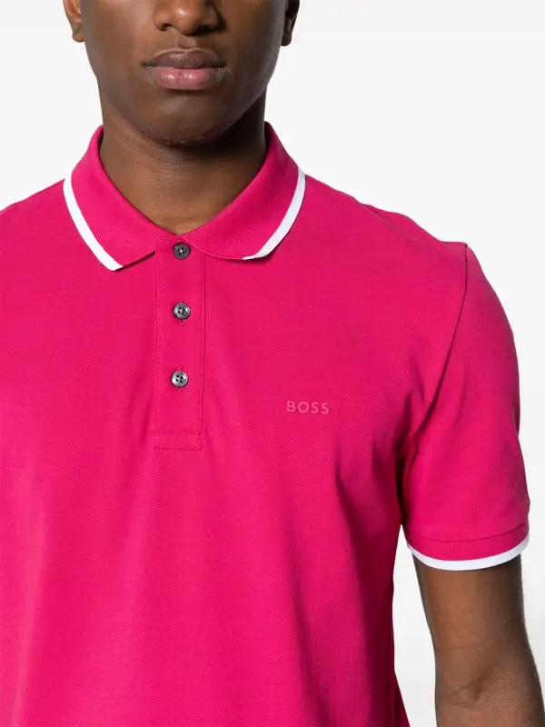 BOSS Logo-rubberised Cotton Polo Shirt