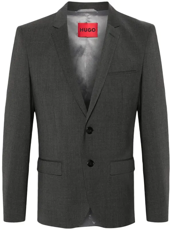 BOSS Notched-lapels Single-breasted Blazer - Grey