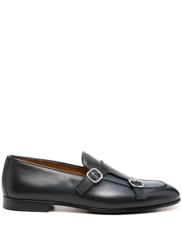 DOUCAL'S Double-buckle Leather Loafers - Blue
