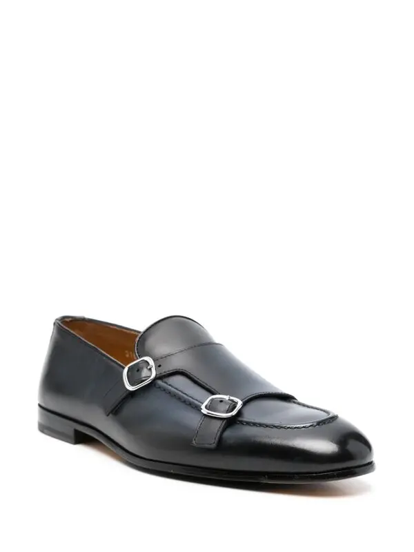 DOUCAL'S Double-buckle Leather Loafers - Blue