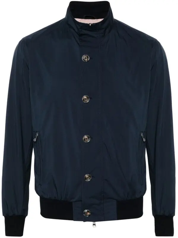 BARBA NAPOLI Mock-neck Bomber Jacket - Blue