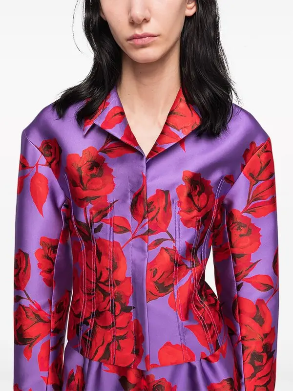 AZ FACTORY Hibiscus-print Cropped Jacket
