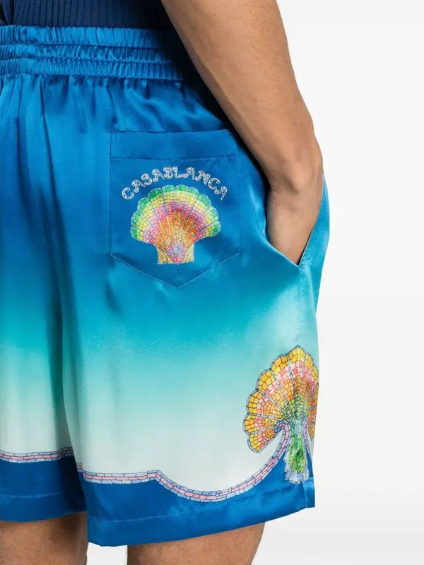 Casablanca Coquillage Coloré Silk Shorts