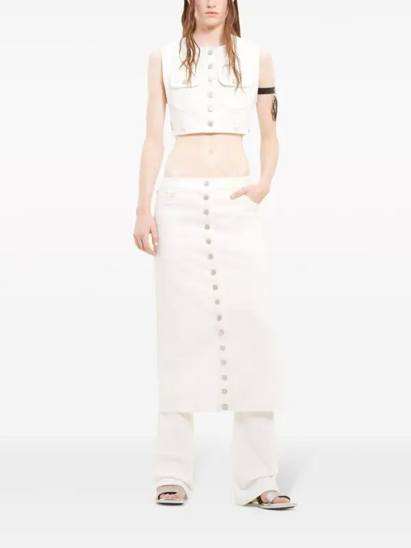 COURREGES Low-rise Denim Midi Skirt - White