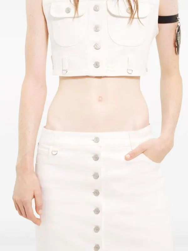 COURREGES Low-rise Denim Midi Skirt - White
