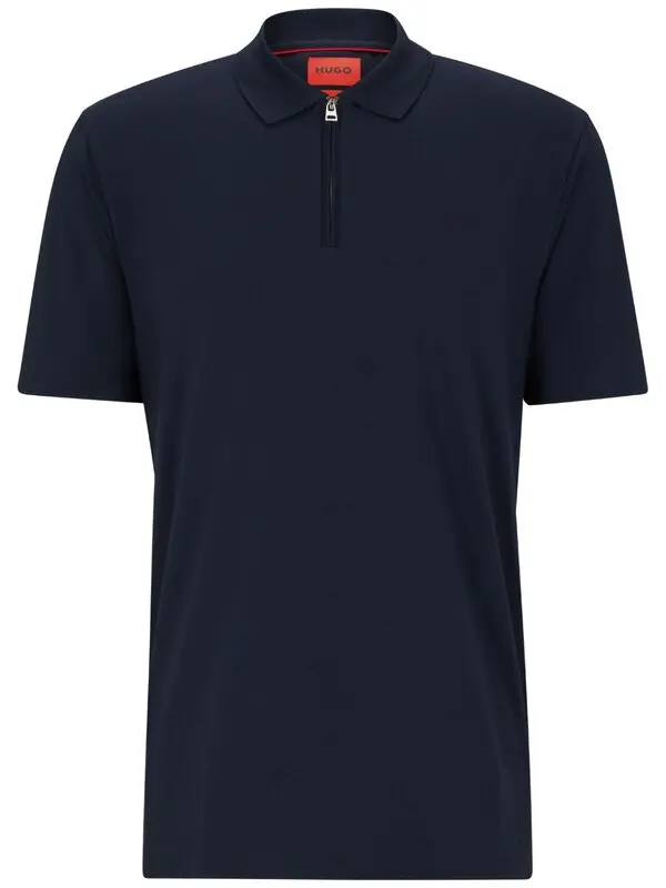 Hugo Zip-up Short-sleeve Piqué Polo Shirt
