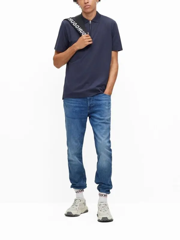 Hugo Zip-up Short-sleeve Piqué Polo Shirt