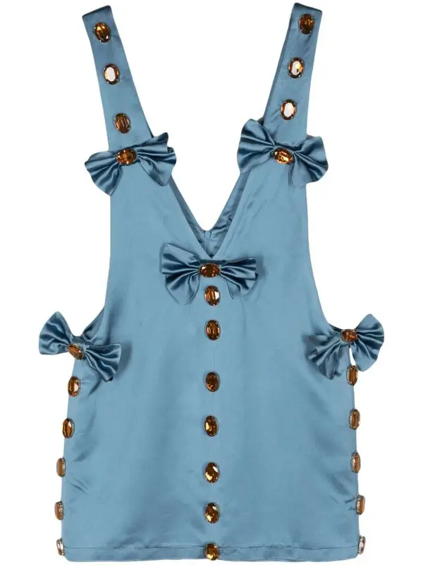 LOULOU Crystal-embellished Satin Minidress