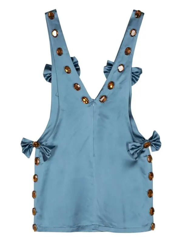 LOULOU Crystal-embellished Satin Minidress