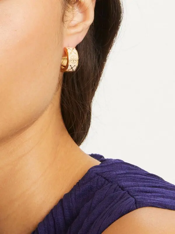 Tory Burch Small T Monogram Hoop Earrings - Gold