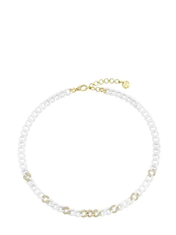 Shay 18kt Yellow Ceramic And Diamond Link Necklace - Gold