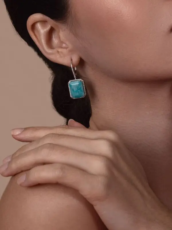 Shay 18kt White Gold Amazonite And Diamond Earrings