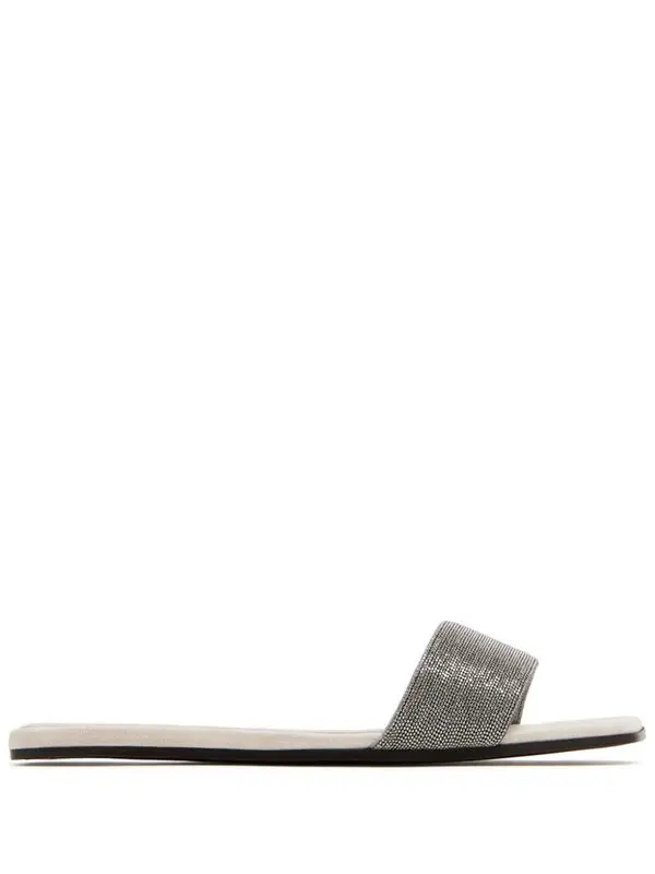Brunello Cucinelli Monili Leather Slides