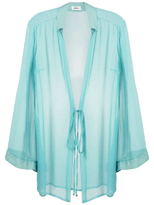 AMIR SLAMA Tie-front Silk Beach Cover-up - Blue