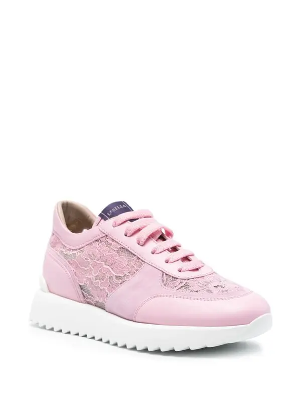 LE SILLA Floral-lace Leather Sneakers - Pink
