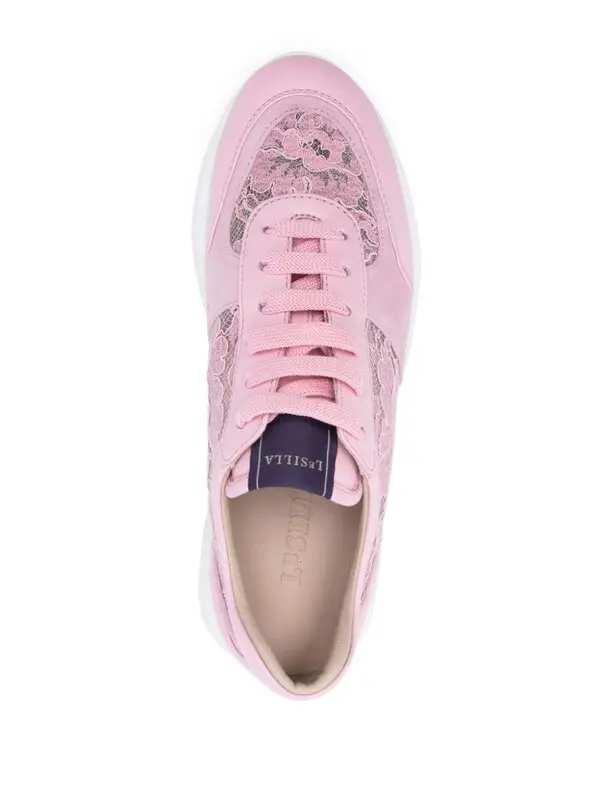 LE SILLA Floral-lace Leather Sneakers - Pink