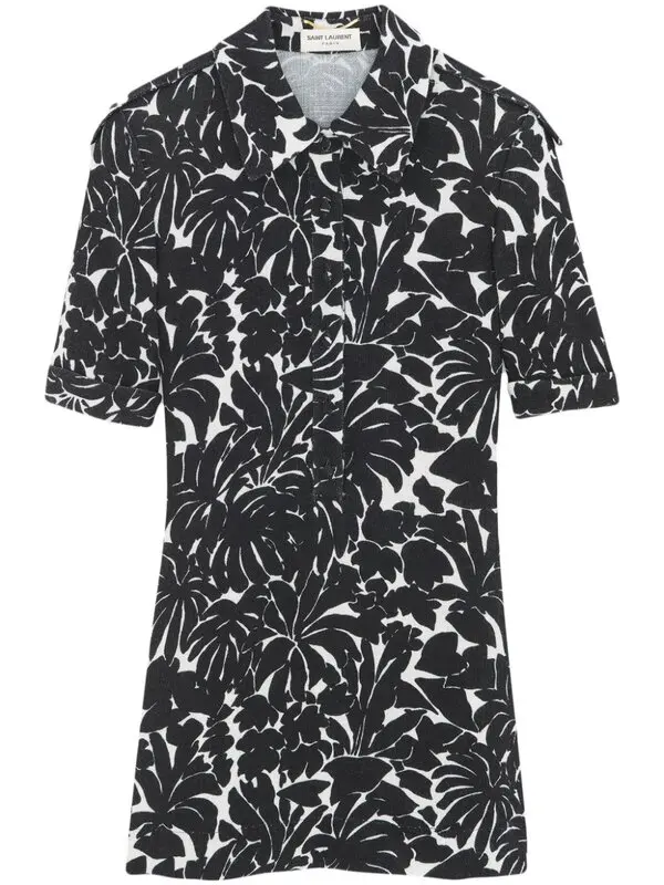 Saint Laurent Printed Short Dress - Black