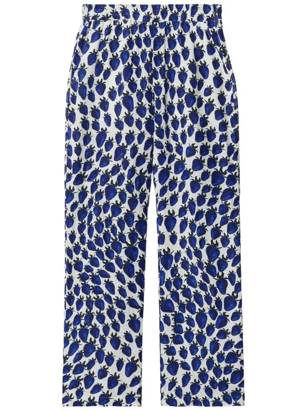 Burberry Strawberry Print Straight Trousers - White