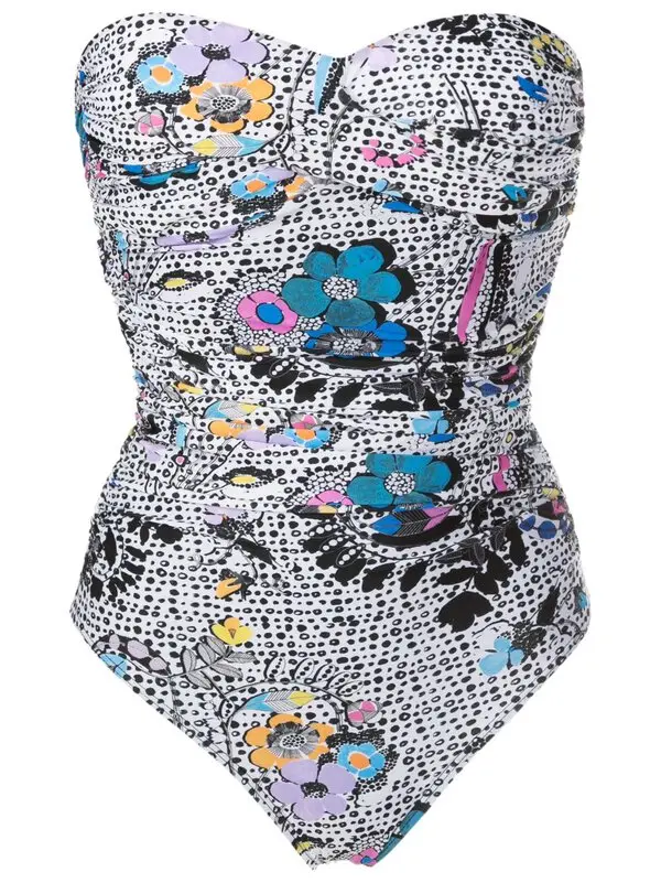 AMIR SLAMA Graphic-print Strapless Swimsuit - Multicolour