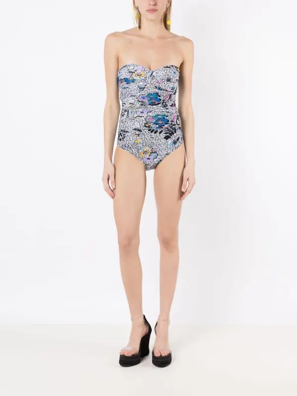 AMIR SLAMA Graphic-print Strapless Swimsuit