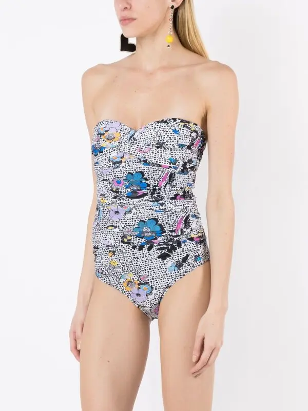 AMIR SLAMA Graphic-print Strapless Swimsuit