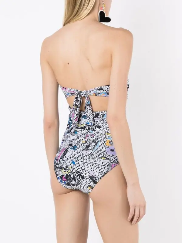 AMIR SLAMA Graphic-print Strapless Swimsuit