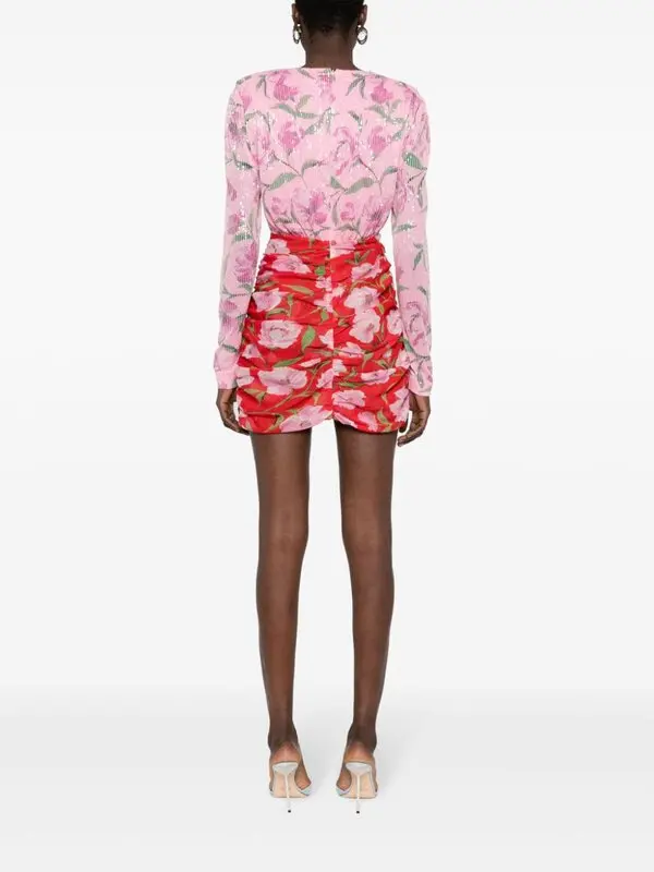 ROTATE BY BIRGER CHRISTENSEN Floral-print Sequined Mini Dress