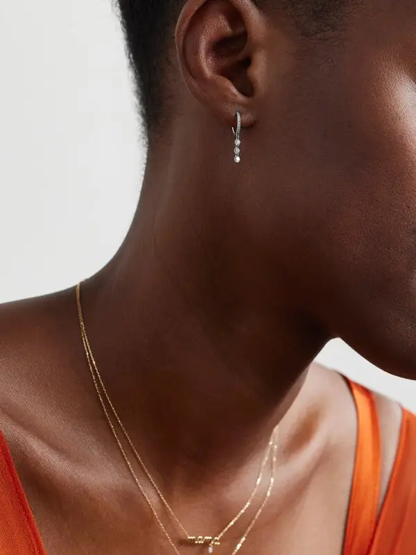 PERSEE 18-karat White Diamond Single Hoop Earring