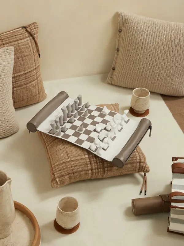 Brunello Cucinelli Leather And Krion Portable Chess Set - Multi