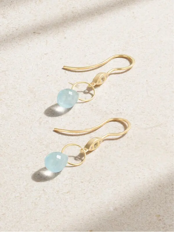 MELISSA JOY MANNING 14-karat Recycled Aquamarine And Diamond Earrings - Gold