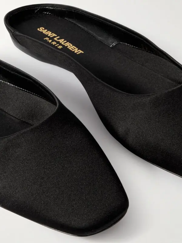 Saint Laurent Lido Satin-crepe Slippers