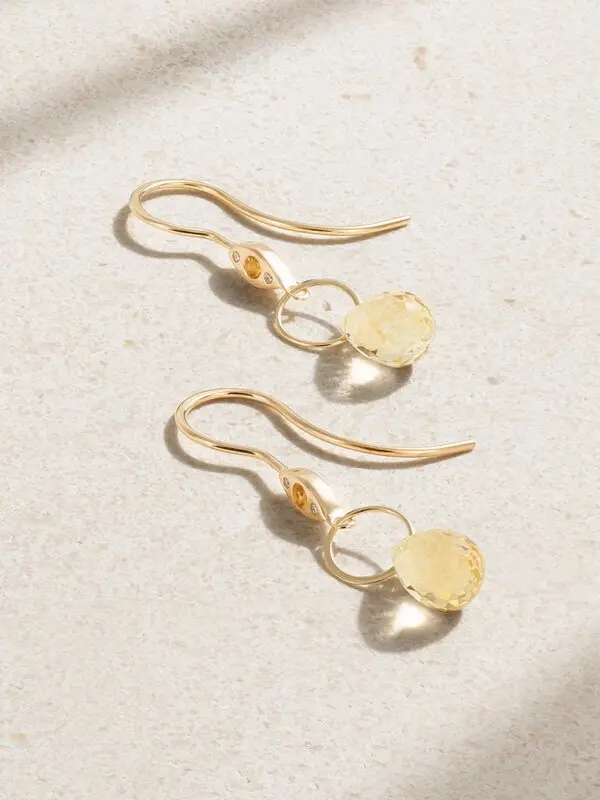 MELISSA JOY MANNING 14-karat Recycled Citrine And Diamond Drop Earrings - Gold