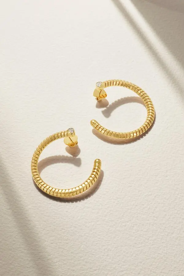 Marina B Trisolina 18-Karat Diamond Hoop Earrings Gold - Main Image