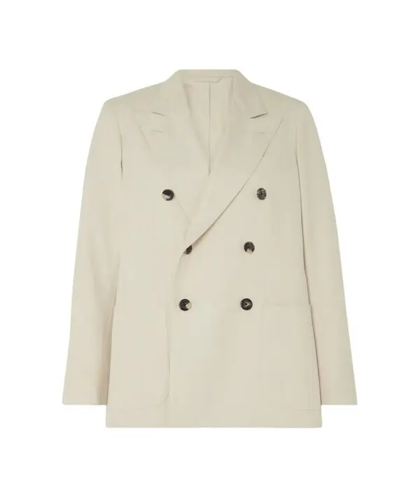 Loro Piana Double-breasted Silk-dupioni Blazer - Cream