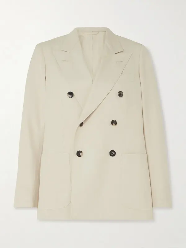 Loro Piana Double-breasted Silk-dupioni Blazer - Cream