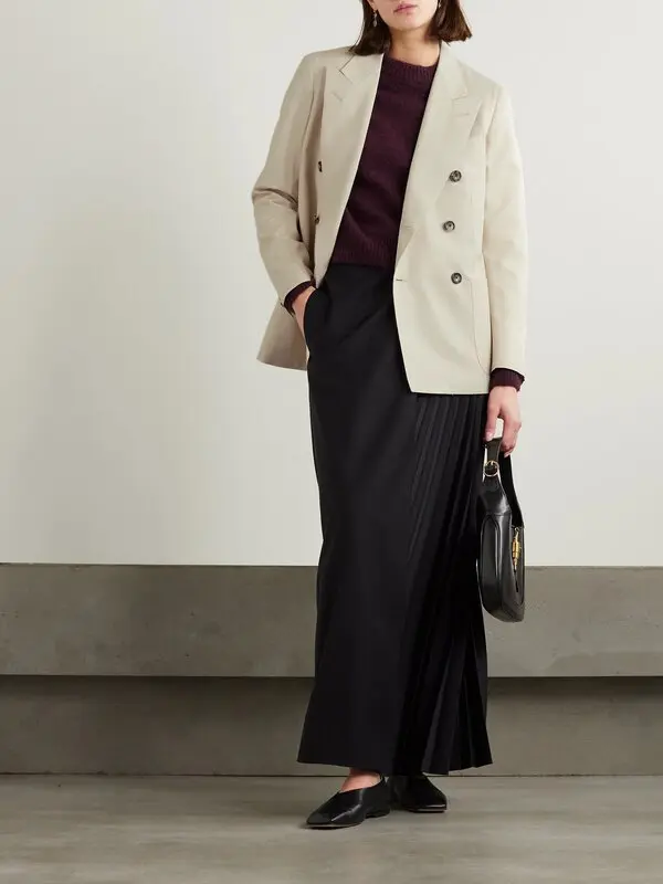 Loro Piana Double-breasted Silk-dupioni Blazer - Cream