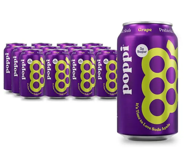 POPPI 12-oz Cans Prebiotic Soda Grape - One-color
