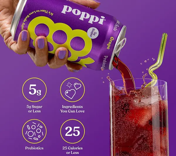 POPPI 12-oz Cans Prebiotic Soda Grape