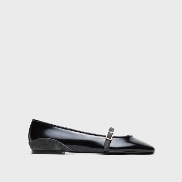 Theory Leather Ballerina Flat - Black