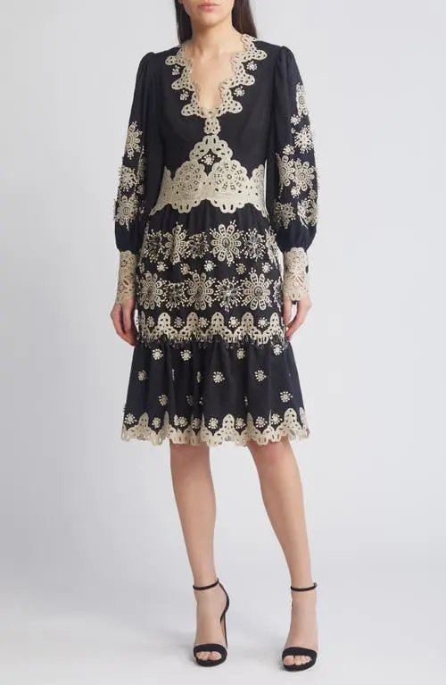 Kobi Halperin Matilda Lace Appliqu Dress - Black | Editorialist