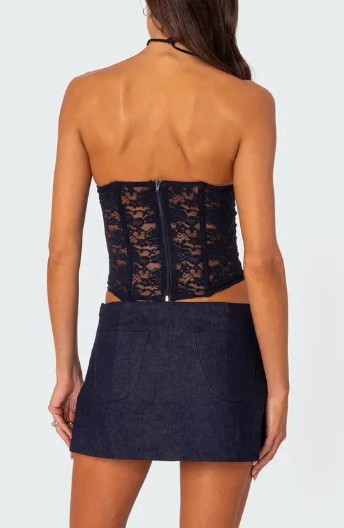 EDIKTED Lace Corset Strapless Top