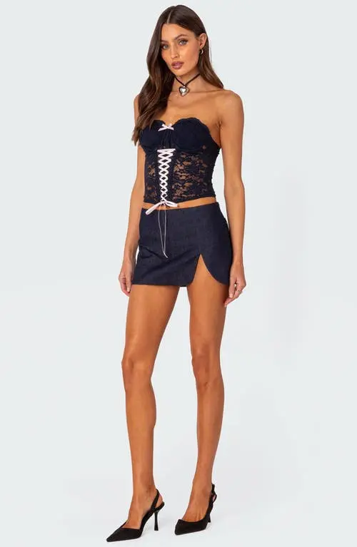 EDIKTED Lace Corset Strapless Top