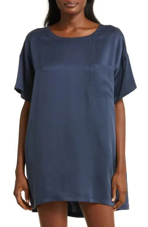 Lunya Oversize Silk Sleepshirt - Deep Blue