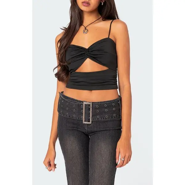 EDIKTED Twist Front Cutout Crop Top