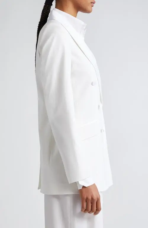 Eleventy Double Breasted Satin Tuxedo Jacket - White